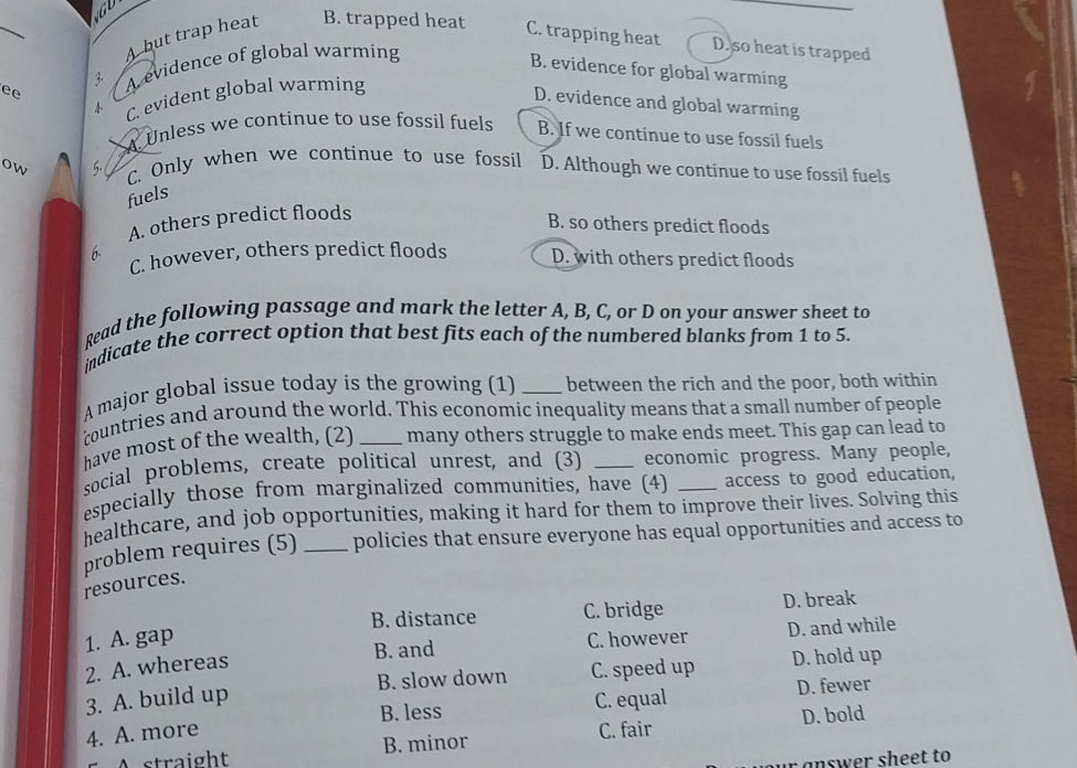3. A. but trap heat B. trapped heat C. | StudyX