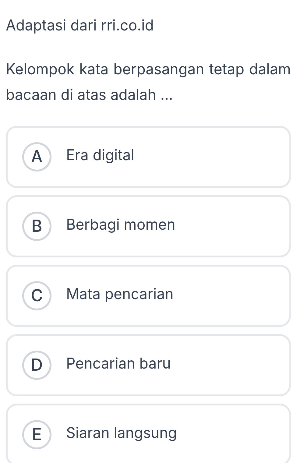 Kelompok kata berpasangan tetap dalam bacaan | StudyX