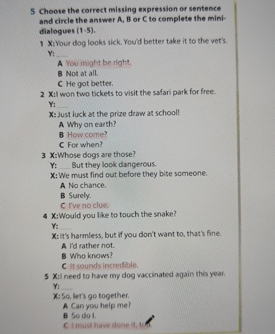 5 Choose the correct missing expression or | StudyX