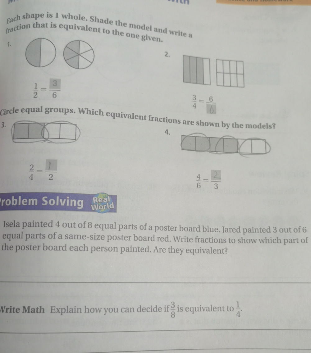 Each shape is 1 whole. Shade the model and | StudyX