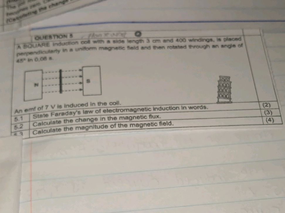 QUESTION 5 A SQUARE induction coil with a | StudyX