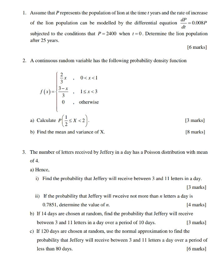 1. Assume that $P$ represents the population | StudyX