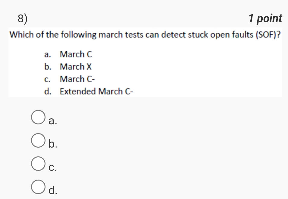 Which of the following march tests can | StudyX