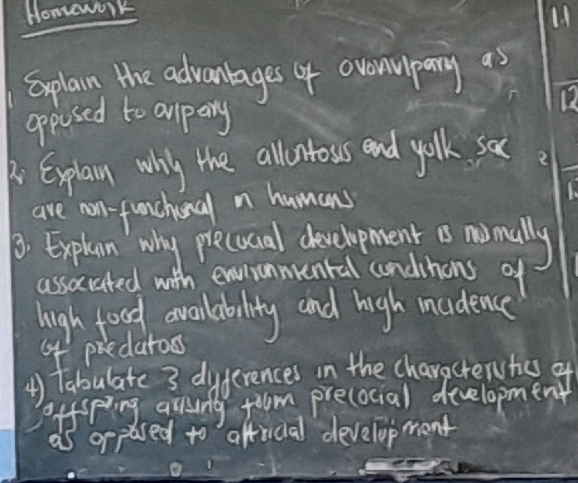 1. Explain the advantages of ovovivipary as | StudyX