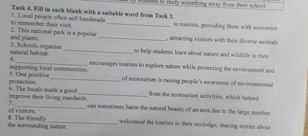 Task 4. Fill in each blank with a suitable | StudyX