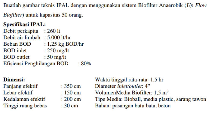 Buatlah gambar teknis IPAL dengan | StudyX