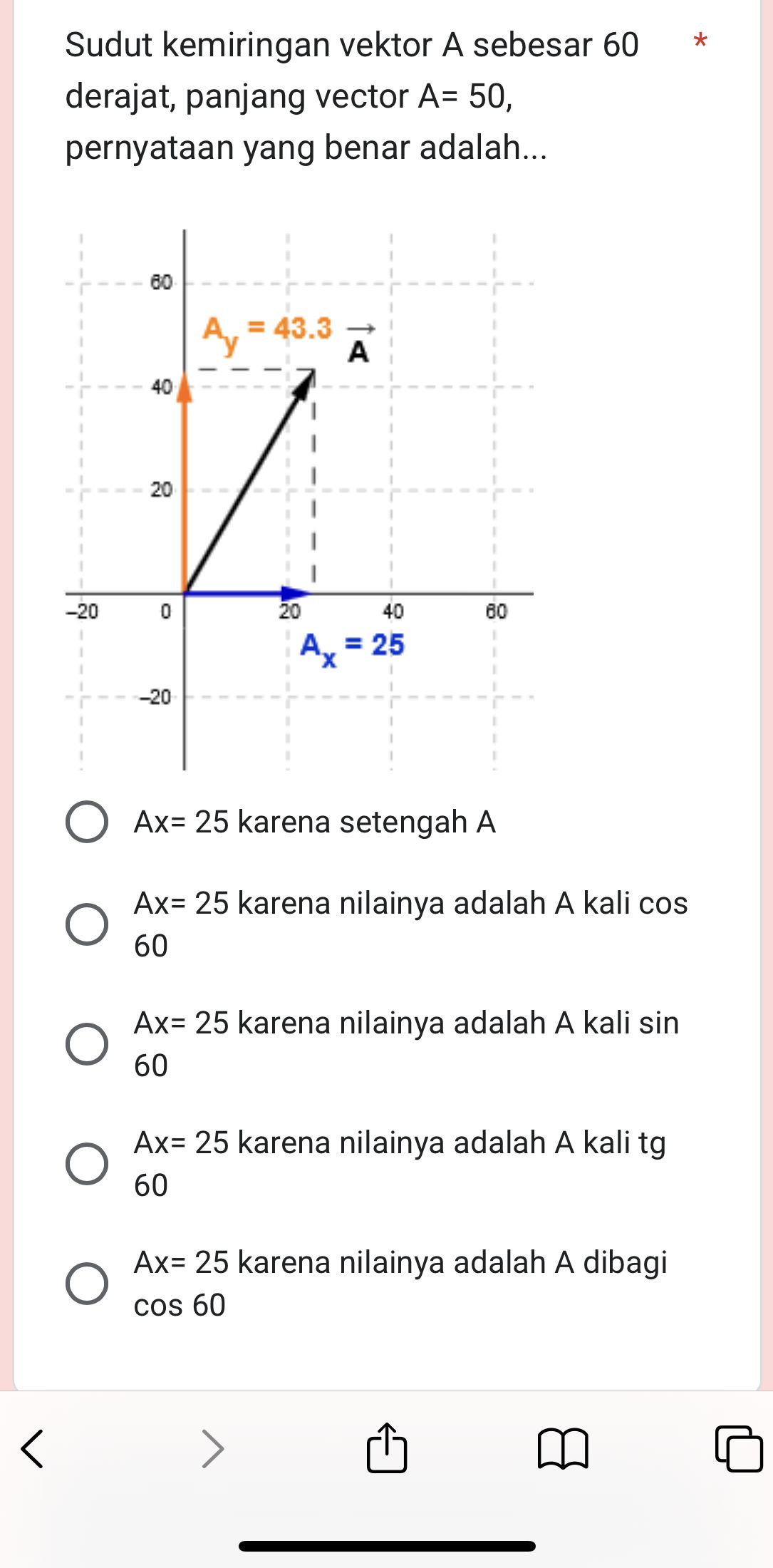 Sudut kemiringan vektor A sebesar 60 | StudyX