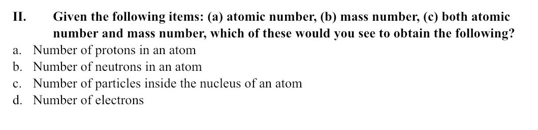 Given the following items: (a) atomic | StudyX
