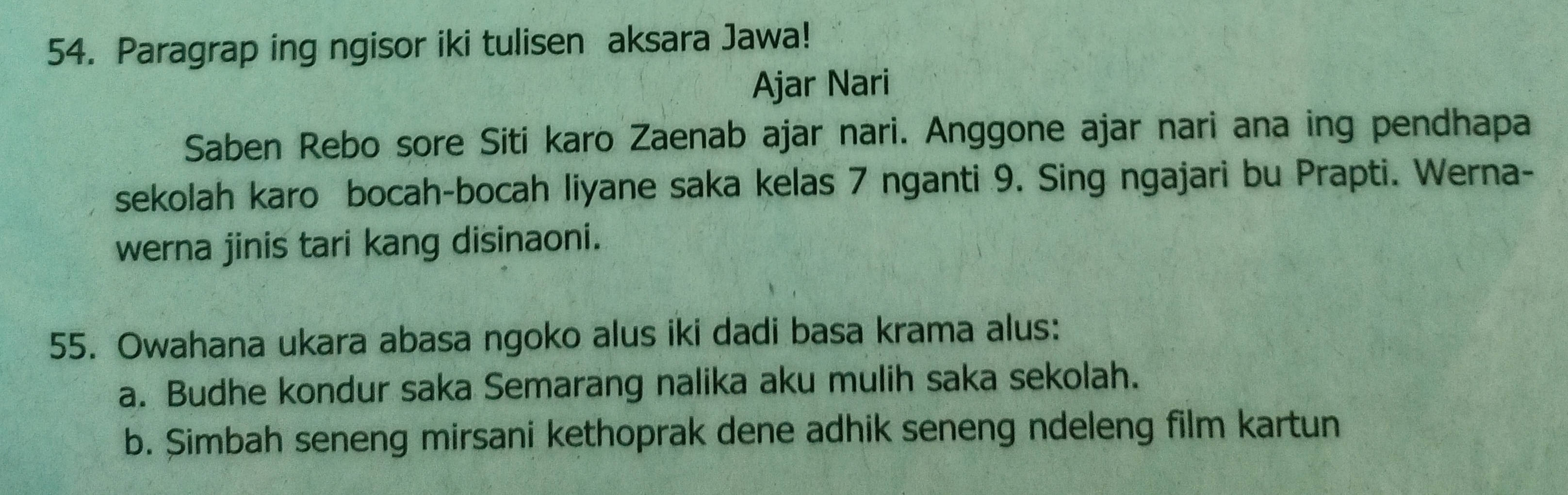 54. Paragrap ing ngisor iki tulisen aksara | StudyX