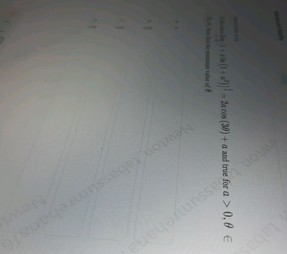 If the limit $_{x 0} [1 + z (1 + a^2)]^{ | StudyX