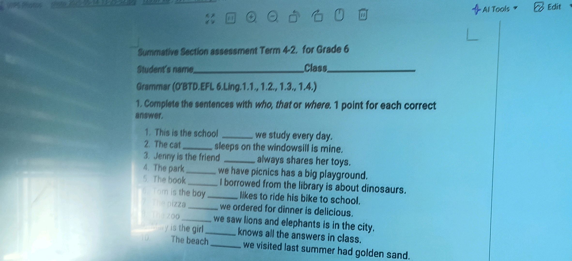 Summative Section assessment Term 4-2. for | StudyX