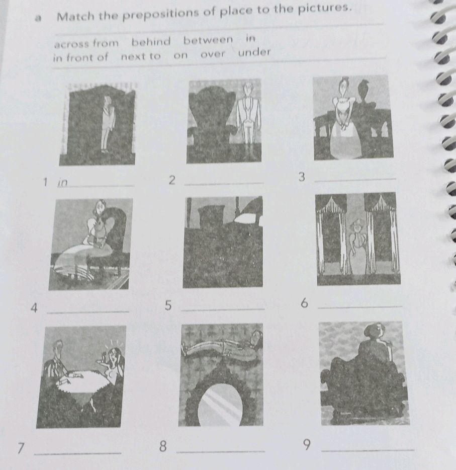 Match the prepositions of place to the | StudyX