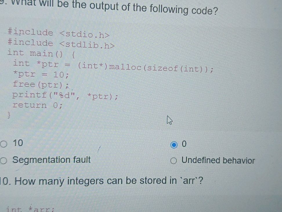 9. What will be the output of the following | StudyX