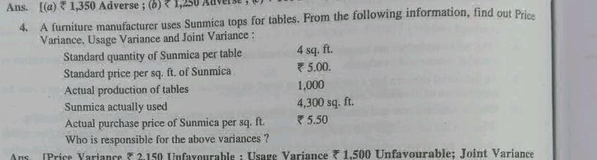 4. A furniture manufacturer uses Sunmica | StudyX