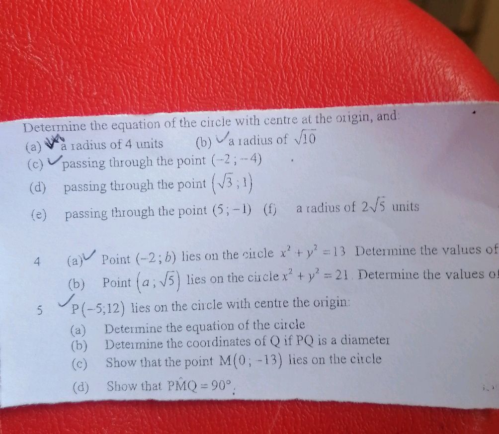 Determine the equation of the circle with | StudyX