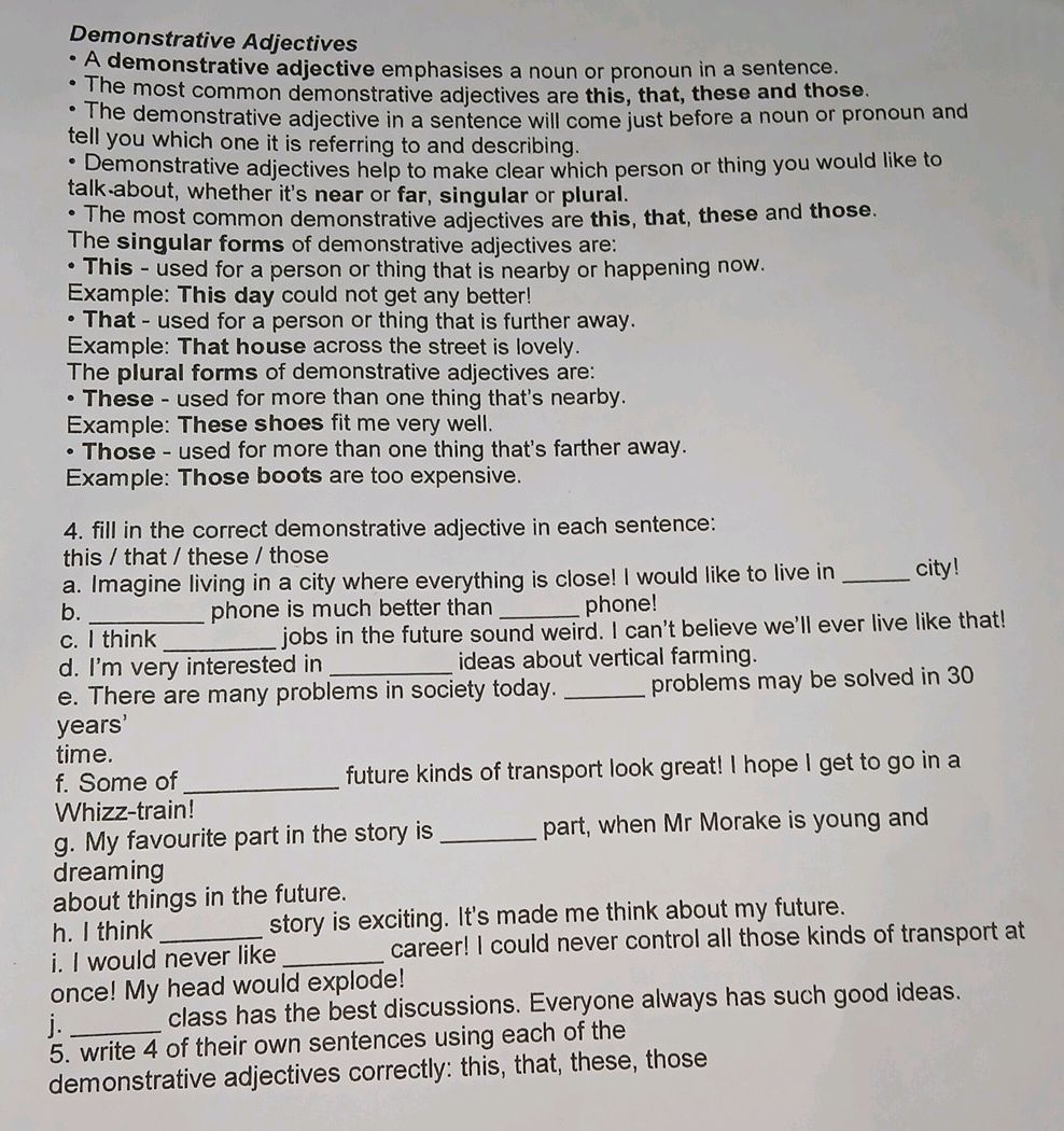 4. fill in the correct demonstrative | StudyX