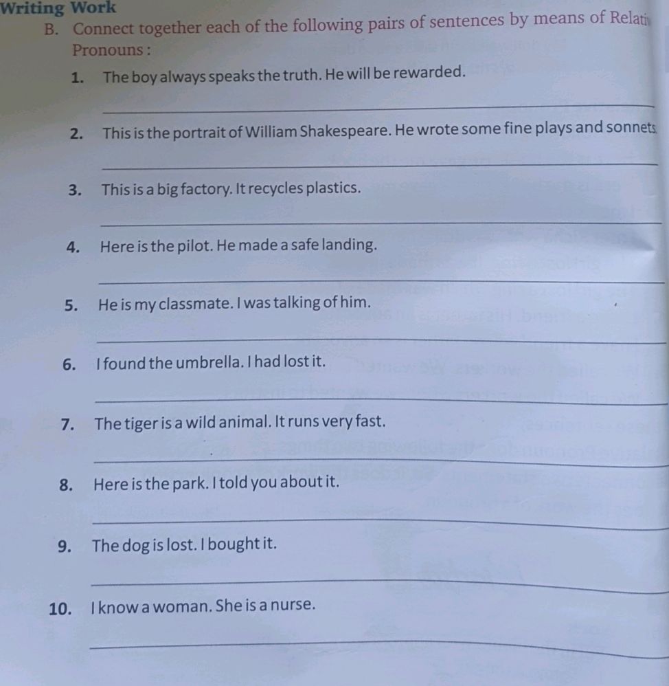 B. Connect together each of the following | StudyX