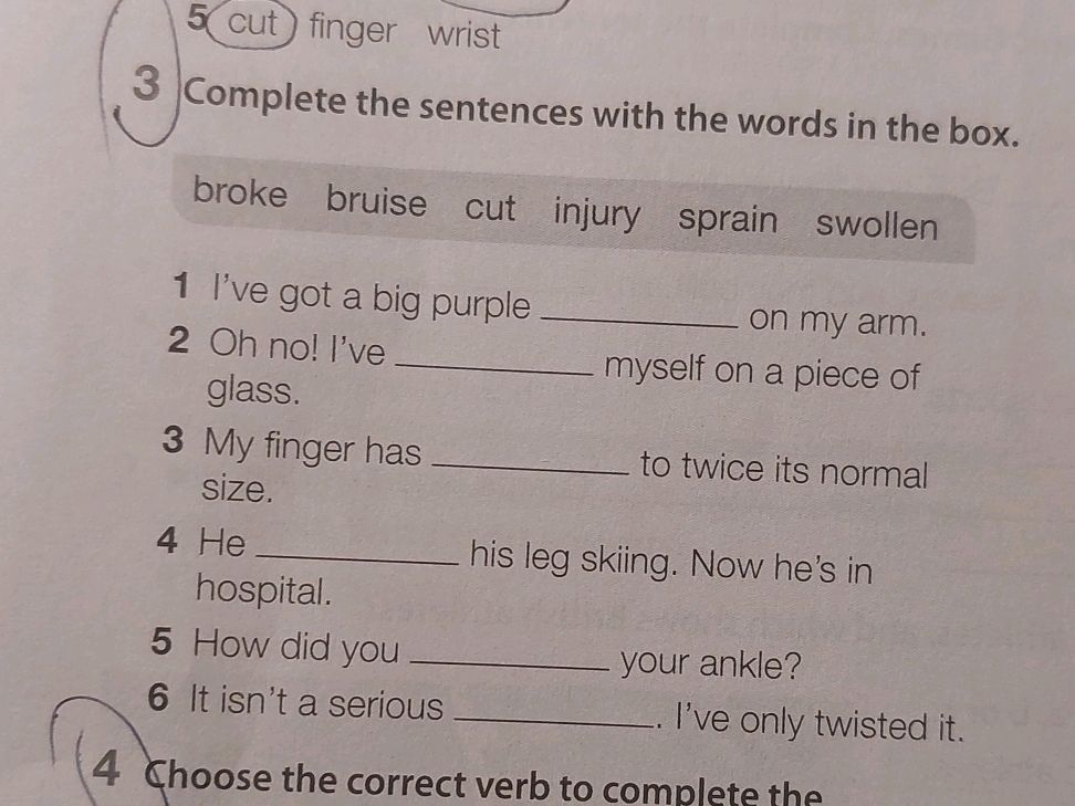 3 Complete the sentences with the words in | StudyX