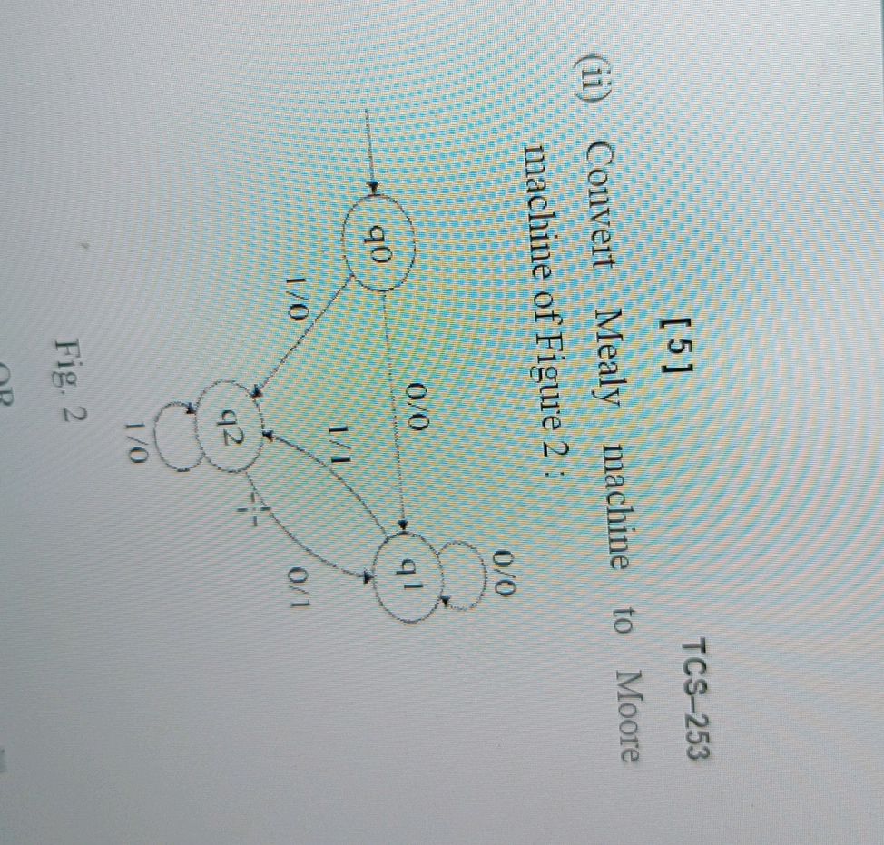 (ii) Convert Mealy machine to Moore machine | StudyX