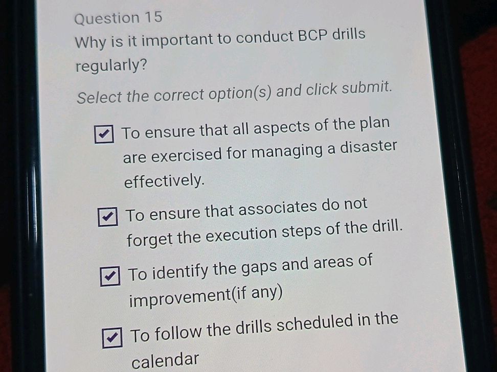 Question 15 Why is it important to conduct | StudyX