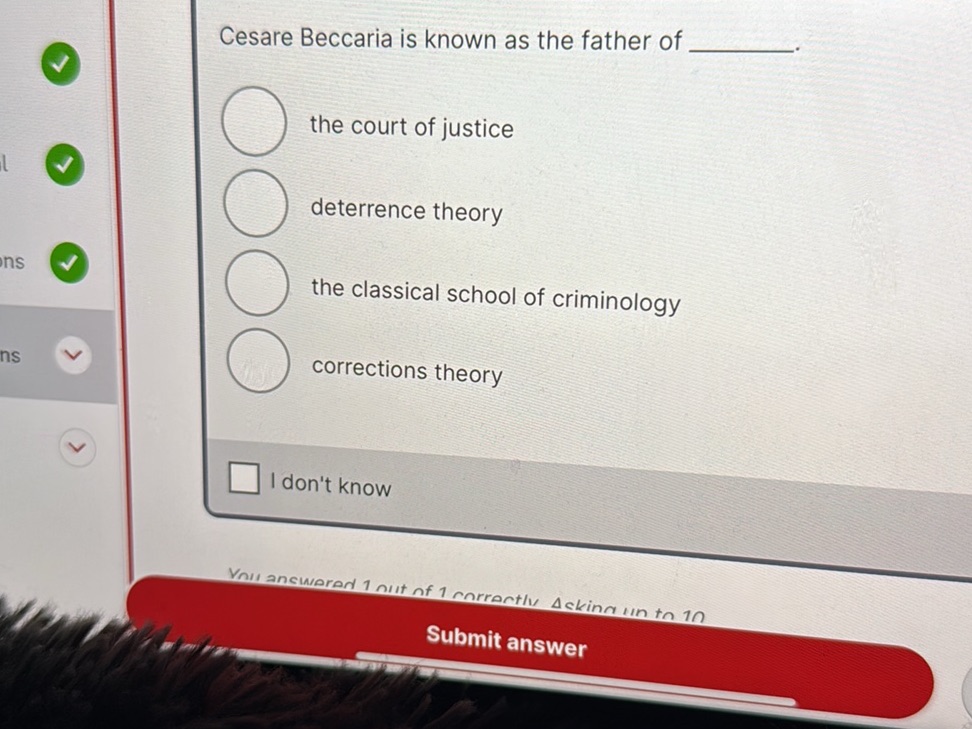 Cesare Beccaria is known as the father of | StudyX