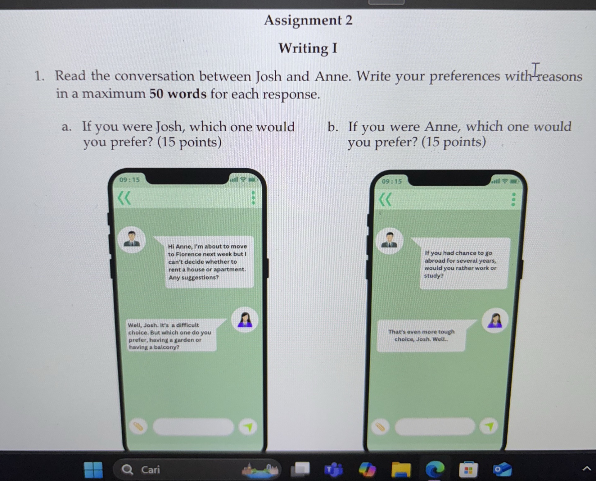 1. Read the conversation between Josh and | StudyX