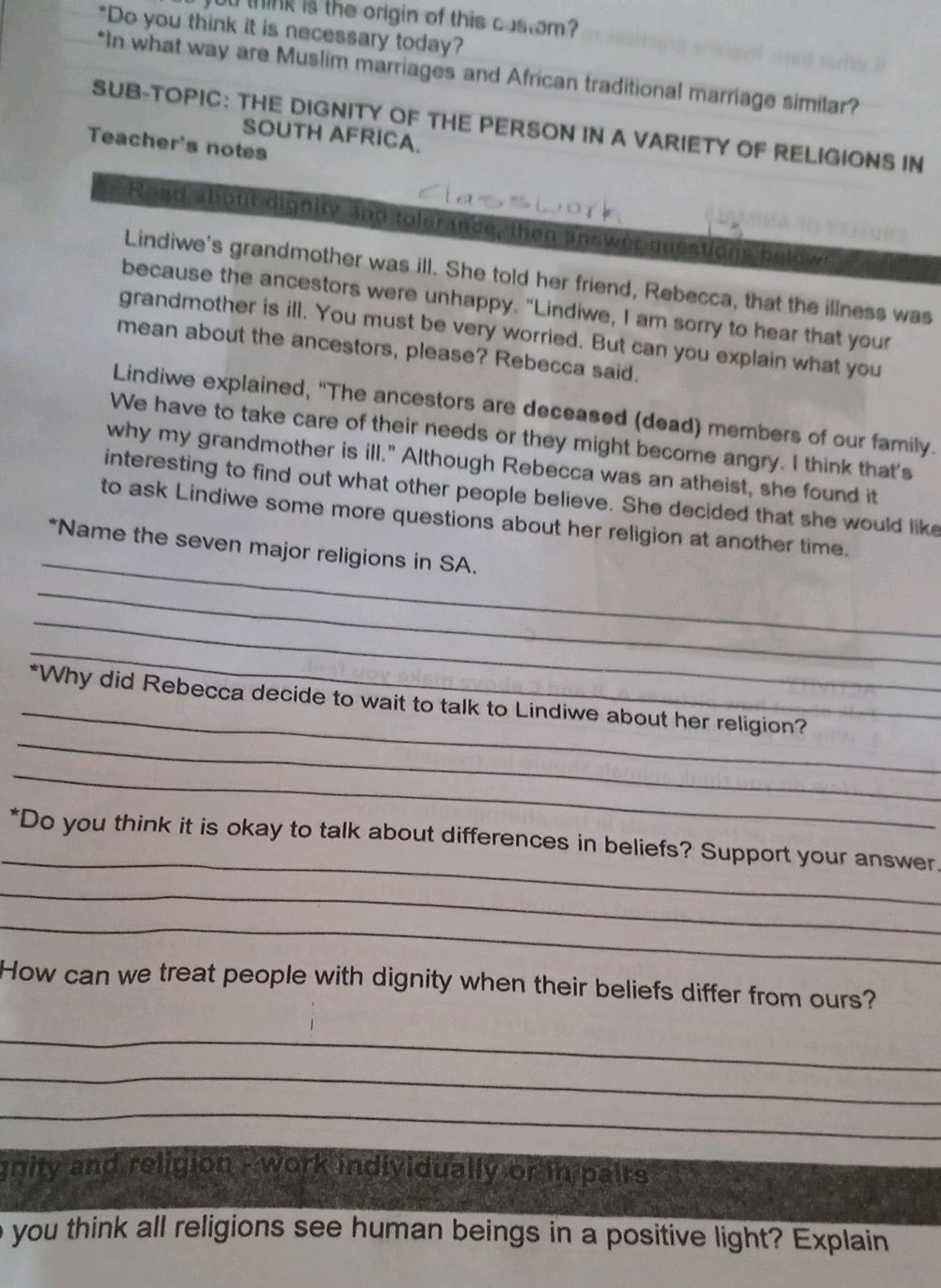 *Name the seven major religions in SA. *Why | StudyX