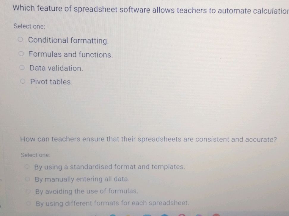 Which feature of spreadsheet software allows | StudyX