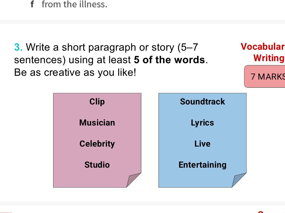 3. Write a short paragraph or story (5-7 | StudyX
