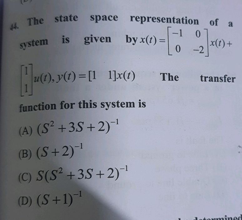 44. The state space representation of a | StudyX