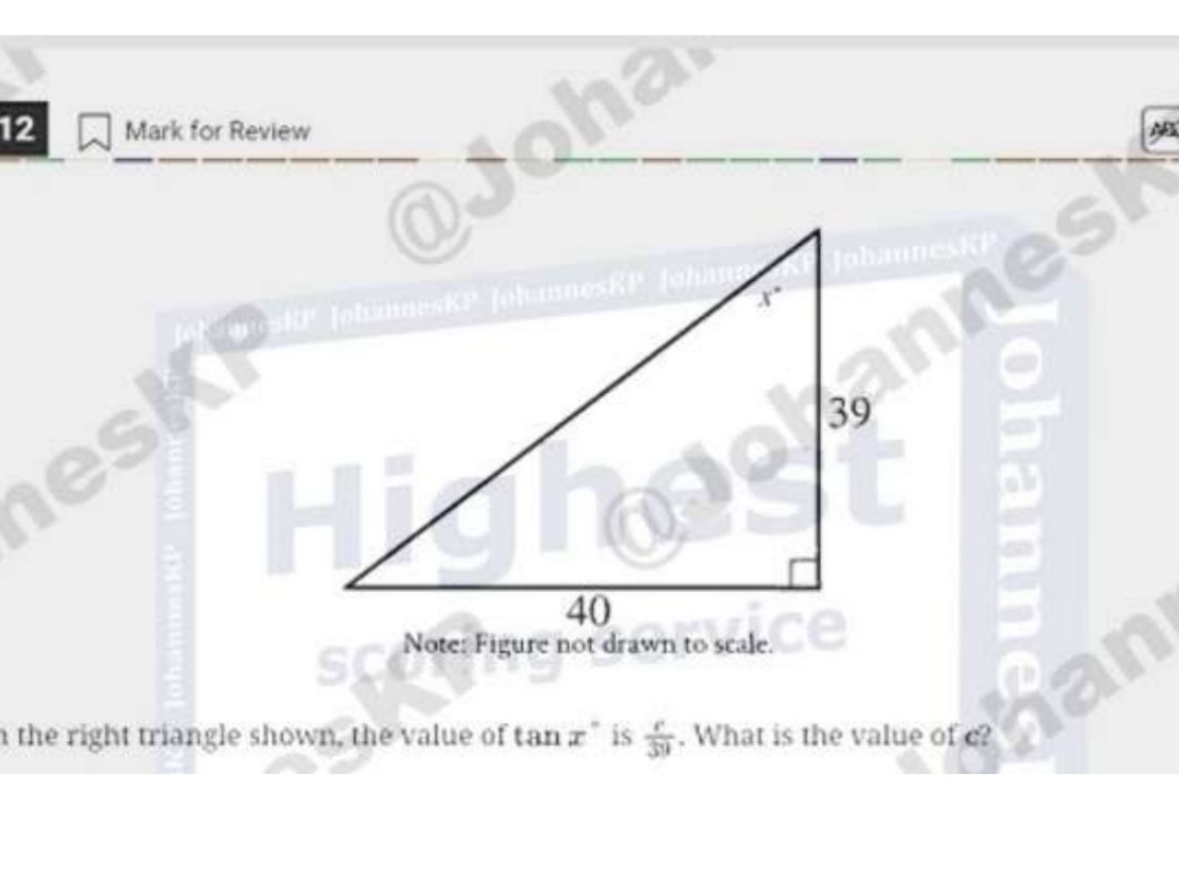 In the right triangle shown, the value of | StudyX