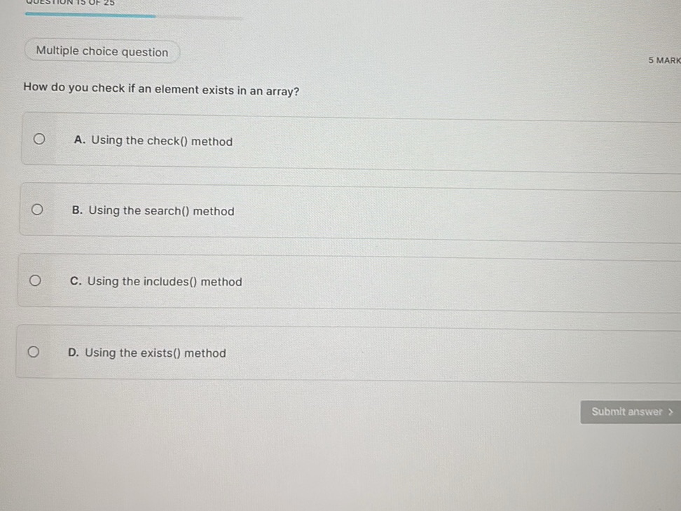 How do you check if an element exists in an | StudyX