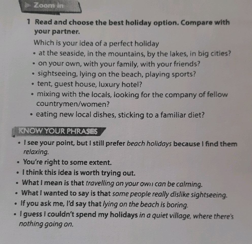 1 Read and choose the best holiday option. | StudyX