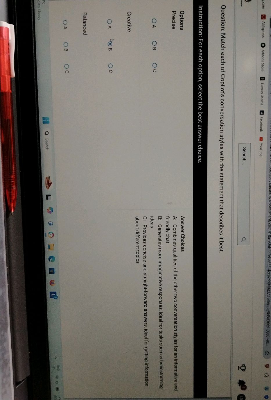 Question: Match each of Copilot's | StudyX