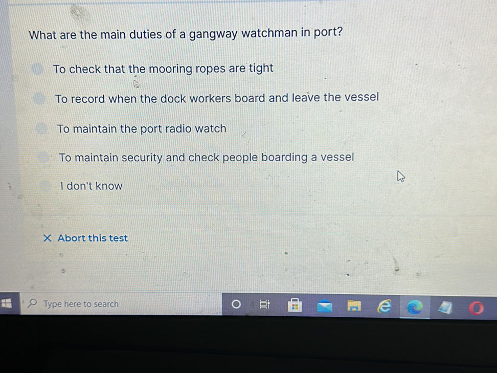 What are the main duties of a gangway | StudyX