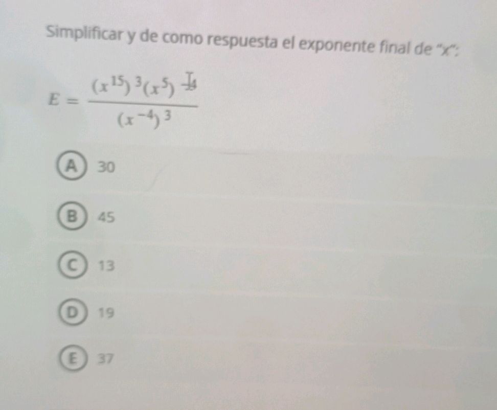 Simplificar y de como respuesta el exponente | StudyX