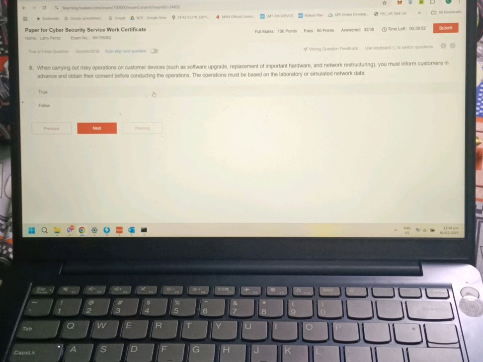 8. When carrying out risky operations on | StudyX