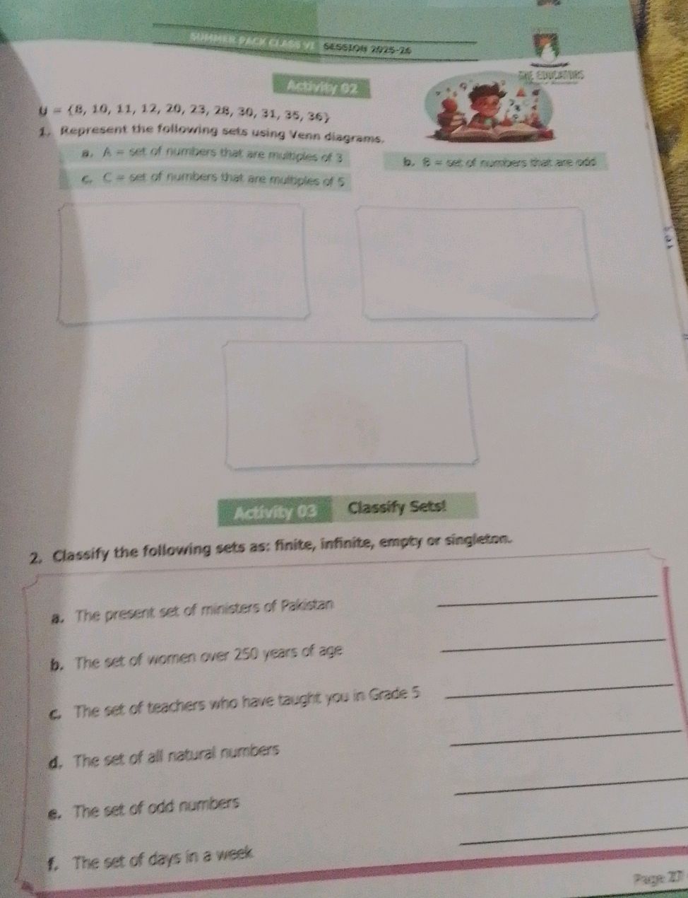 1. Represent the following sets using Venn | StudyX