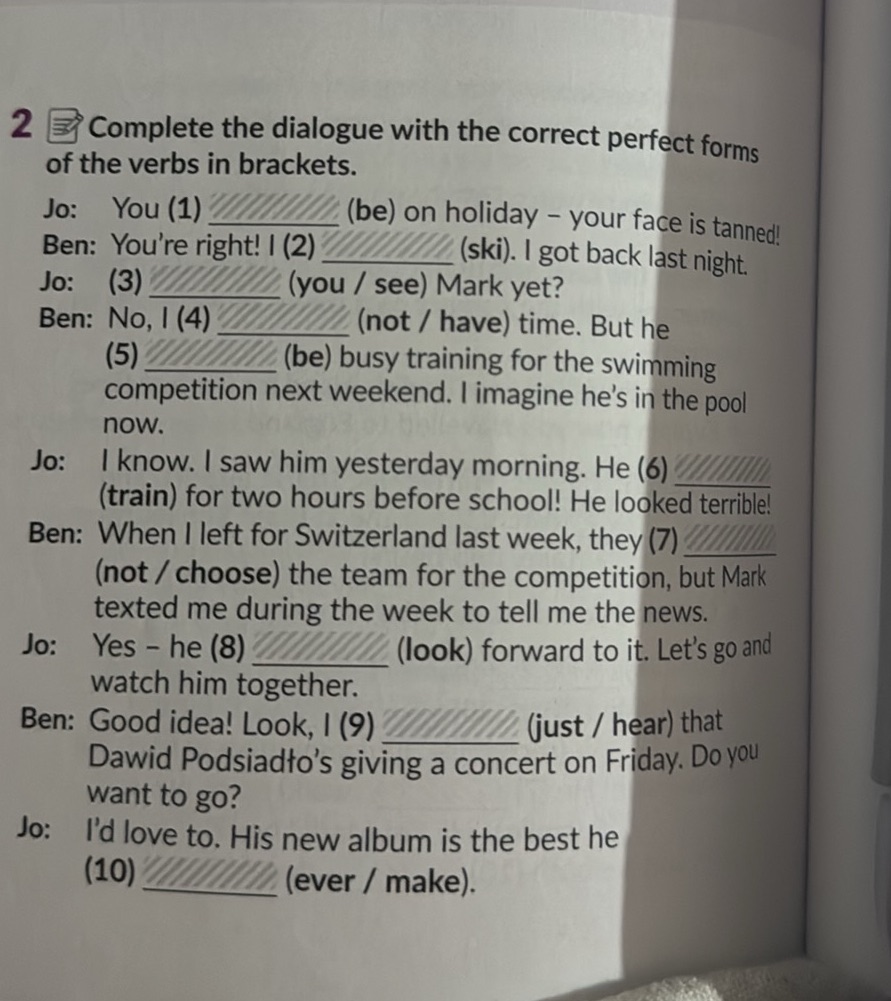 2 Complete the dialogue with the correct | StudyX