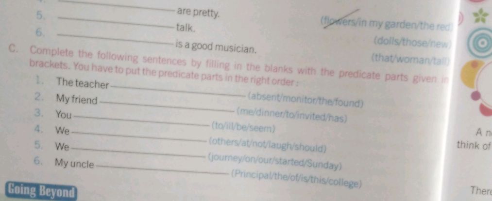 C. Complete the following sentences by | StudyX