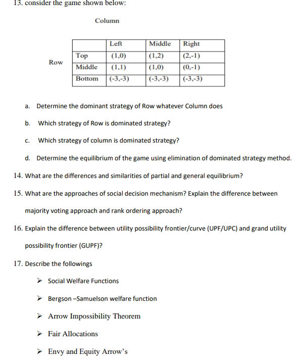 13. consider the game shown below: Column | StudyX