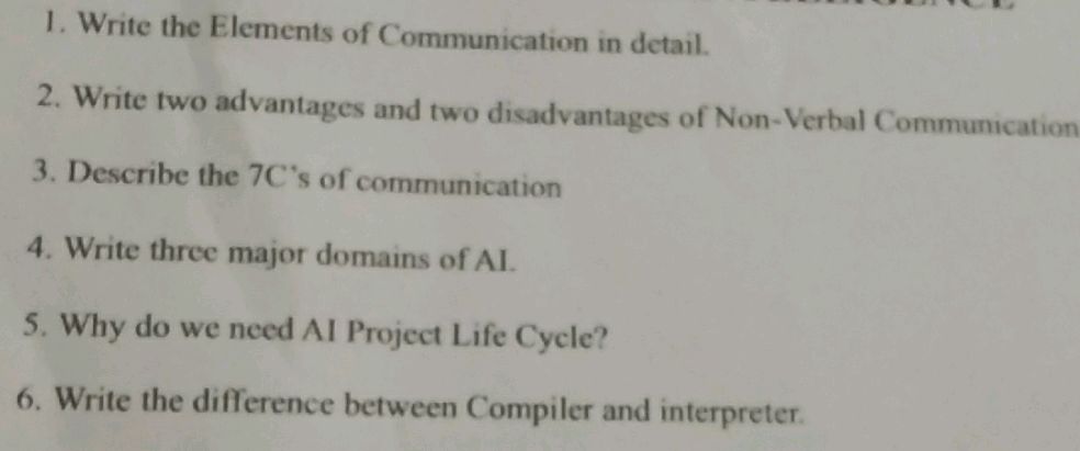 1. Write the Elements of Communication in | StudyX