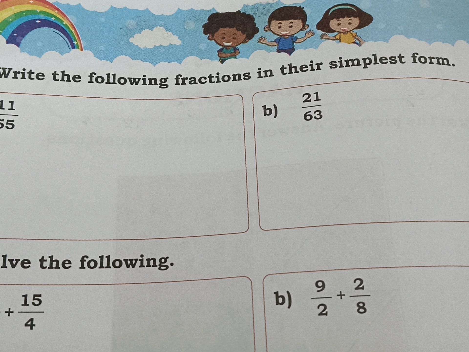Write the following fractions in their | StudyX