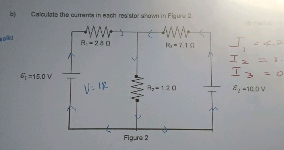 b) Calculate the currents in each resistor | StudyX