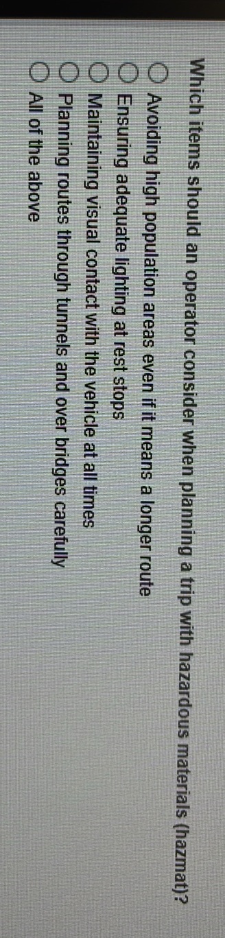 Which items should an operator consider when | StudyX