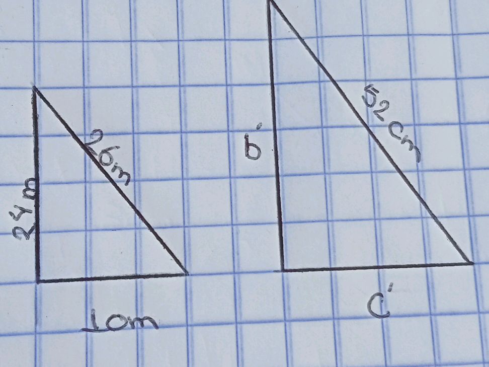 The image shows two similar right triangles. | StudyX