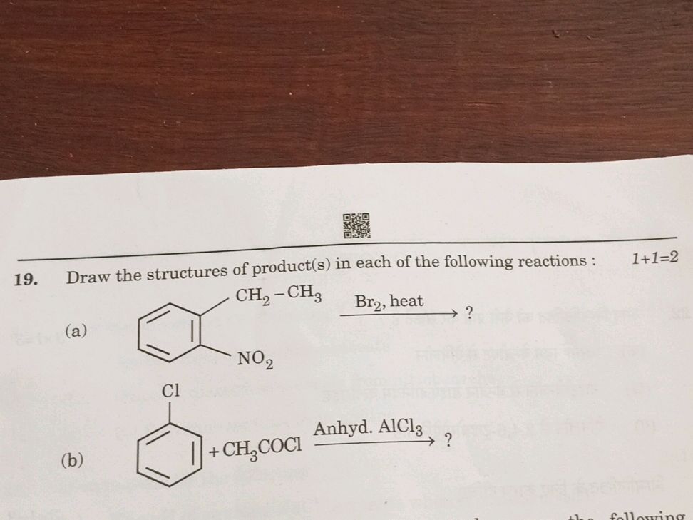 19. Draw the structures of product(s) in | StudyX