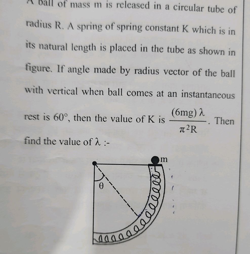 A ball of mass *m* is released in a circular | StudyX