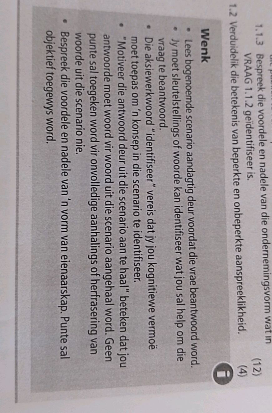 1.1.3 Bespreek die voordele en nadele van | StudyX