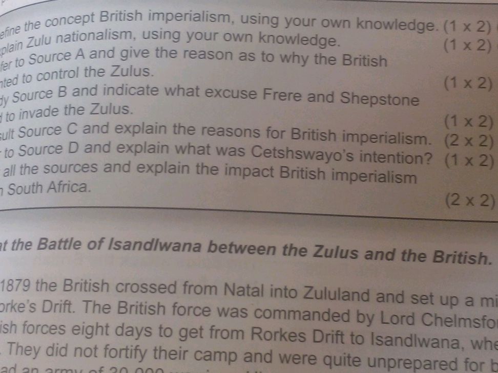 Define the concept British imperialism, | StudyX